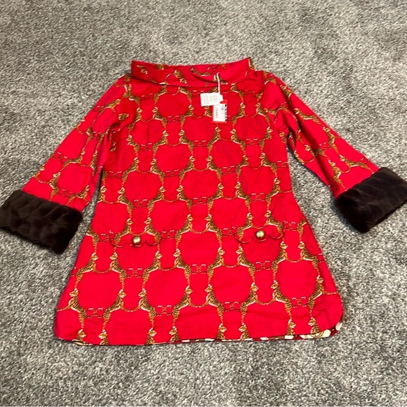Tizzie | Tops | Tizzie Nwtxs Tunic Top Bright Red With Cheetah Print ...